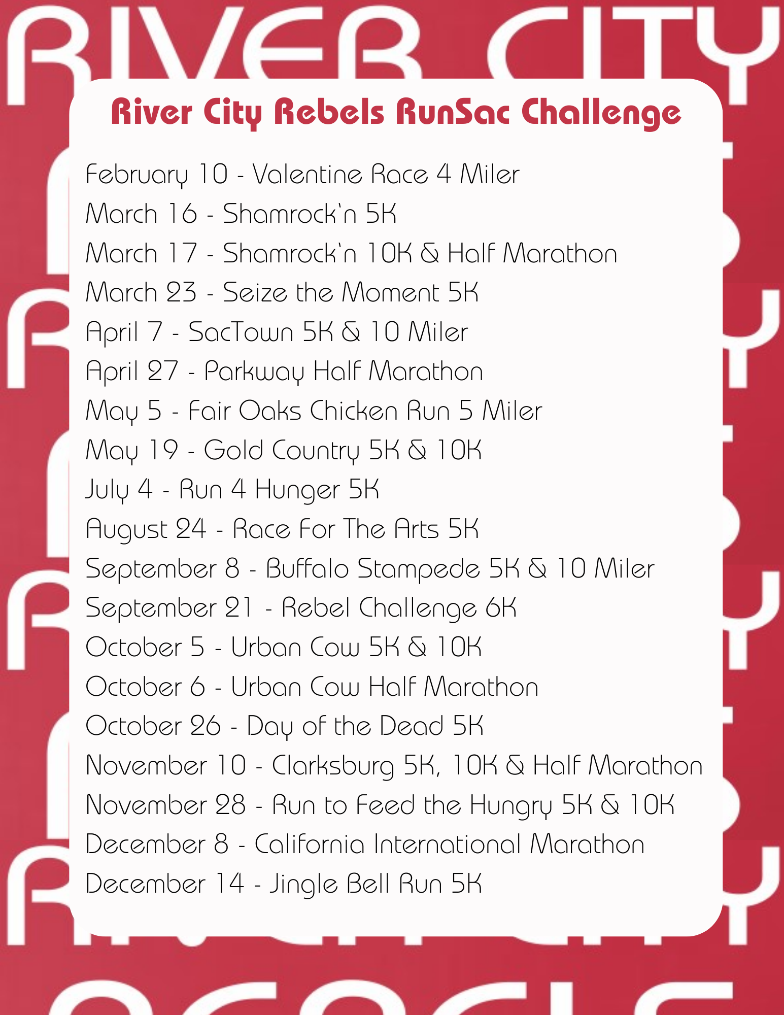 River City Rebels RunSac Challenge